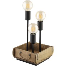 Eglo Tischleuchte "WOOTTON", H: 37,5cm, 1 Stk., braun, Wohnzimmer, Leuchten, Tischleuchte in braun und schwarz aus Holz, Stahl - exkl. E27 - 40W