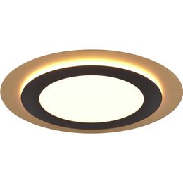 Trio LEUCHTEN LED Deckenleuchte "MORGAN, runde Deckenlampe Ø 45cm, dimmbar, CCT, Memoryfunktion, Timer", 1, Ø 45cm H: 4,2cm, 1 Stk., gold,