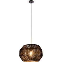 Paco Home Pendelleuchte "Hugo Yago", Ø 35cm H: 24cm, schwarz, Esszimmer, Leuchten, Wohnzimmer Esszimmer Rattan Optik Boho Lampenschirm Papier Modern