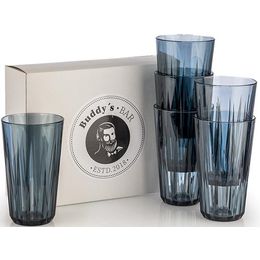 BUDDY'S Becher "Buddy ́s Bar", Ø 9cm x 15,5cm, 500ml, 6 Stk., grau, Trinkgefäße, 6er Set, Tritan Kunststoff, Kristallglas-Optik, wiederverwendbar