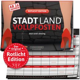 DENKRIESEN Kinder Spiel "Stadt Land Vollpfosten, Rotlicht Edition A4 Block", bunt, Spiele, Made in Germany