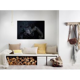 A.S. Création Leinwandbild A.S. CRÉATION, B:90cm H:60cm, blau, Holz, Stahl, Wohnzimmer, Bilder, "horses", Keilrahmen Bild Blumen Floral Pferd Leinwand-Bild