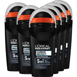 L'Oréal Herren Deo-Roller "Deo Roll-on Carbon Protect", 300ml, transparent, L'ORÉAL PARIS MEN EXPERT, Deodorante, mit hoher Zuverlässigkeit