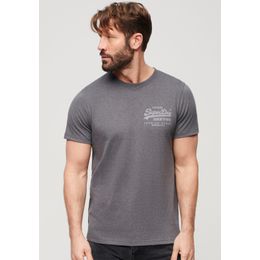 Superdry Herren T-Shirt "CLASSIC VL HERITAGE CHEST TEE", grau, Gr. S, meliert, Single Jersey, Obermaterial: 53% Baumwolle, 47% Polyester, Shirts