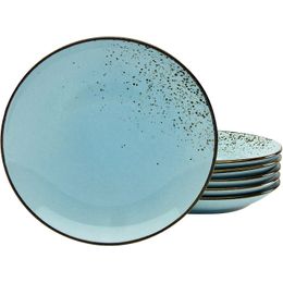 Creatable Dessertteller "Essteller NATURE COLLECTION", 21cm, blau, Speiseteller, Teller Set f&uuml;r 6 Personen, &Oslash; 21 cm, Steinzeug