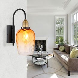 Globo LIGHTING Wandleuchte "SALVY", 1 Stk., orange, Wohnzimmer, Leuchten, Wandlampe/Glas amber/messingfarben/Lichtschein: abw&auml;rts