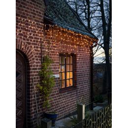 Konstsmide LED-Lichtervorhang "Weihnachtsdeko aussen", Dioden 200 Stk. Flammen 200 Stk., Kabellänge 10m x Gesamtlänge 15m, weiß, Lichterketten, LED