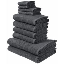 Handtuch Set my home, grau, Obermaterial: 100% Baumwolle, Handtuch-Sets, "Inga, Duscht&uuml;cher, Handt&uuml;cher, G&auml;stet&uuml;cher, Seift&uuml;cher", Handt&uuml;cher mit