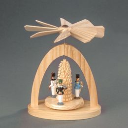 Albin Preissler Weihnachtspyramide "W&auml;rmespiel mit Bergleuten, Handwerkskunst aus dem Erzgebirge", 13cm, beige, Weihnachtspyramiden, Weihnachtsdeko