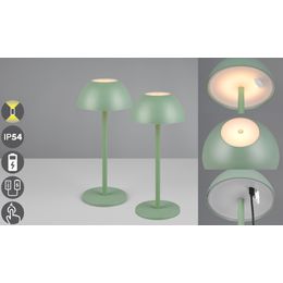 LED Außen-Tischleuchte my home, H:30cm Ø:13,5cm, grün, Leuchten, "Abbey Tischleuchte 2er-Set", 2er Set Outdoor Akku Tischlampe Pilzdesign USB-C