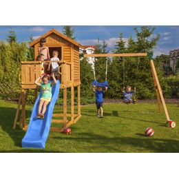Fungoo Kinder Spielturm "My HOUSE Move+", braun, Holz, Metall, Polyethylen, B:565cm H:285cm T:425cm, Spieltürme, mit Schaukel & Rutsche, FSC -