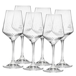 Van Well Weinglas "Eva, Weingl&auml;ser 45 cl geeicht, 6 St&uuml;ck", &Oslash; 9,5cm x 24,5cm, 450ml, 6 Stk., transparent, Trinkgef&auml;&szlig;e, Relief-Optik,