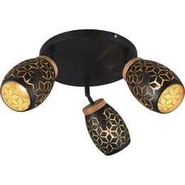 Deckenleuchte "BIDAR, Deckenlampe mit 3 schwenkbaren Spots, exkl 3x E14 max 10W", 3, Ø 58cm H: 27cm, 1 Stk.goldfarben, REALITY LEUCHTEN, Wohnzimmer,