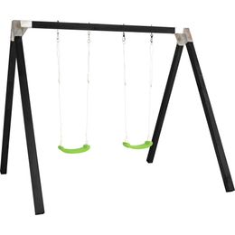 Plus Kinder Doppelschaukel, schwarz, Kunststoff, Massivholz, Stahl, L:268cm T:9cm, Schaukeln, FSC - sch&uuml;tzt Wald