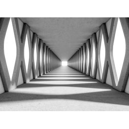 Livingwalls LIVING WALLS Fototapete "Designwalls Grey Aisle", B/L: 3,5mm x 2,55mm, grau, Tapeten, Vlies, Wand, Schr&auml;ge, Decke