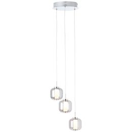 Brilliant Pendelleuchte "Rafa", 3, Ø 22cm H: 125cm, 1 Stk., grau, Esszimmer, Leuchten, LED Hängelampe 3flg Rondell chrom/rauchglas