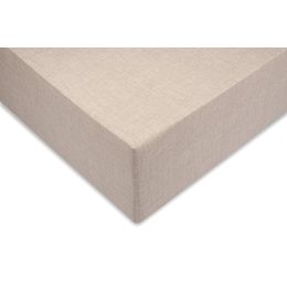 Spannbettlaken ZO HOME, B:90cm L:220cm, beige, Renforcé, Obermaterial: 100% Baumwolle, Bettlaken, "Lino", Laken aus 100% Baumwolle, Leinen Optik,