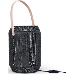 Paco Home Tischleuchte "NANDO", &Oslash; 22,5cm H: 31,4cm, schwarz, Wohnzimmer, Leuchten, Tischlampe Schreibtischlampe Beistelltisch Lampenschirm Boho Korb