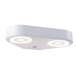 LED Außen-Wandleuchte Paulmann, B:28cm H:5cm T:17,6cm, weiß, Leuchten, "Silma IP44 280x176mm 3000K 2x5,5 / 2x0,7W 2x600lm 230V Aluminium",