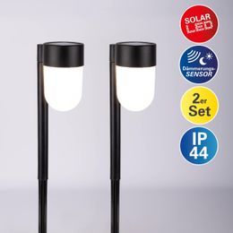 Näve LED Solarleuchte NÄVE, B:8cm H:47,2cm L:11,5cm, schwarz, Garten, Leuchten, "Sina", 2er Set Wegebeleuchtung, H: 47,2cm, Dämmerungssensor, Spieß schwarz