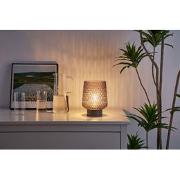PAULEEN LED Tischleuchte "Sparkling Glamour mobile Grau Glas/Metall", 1, &Oslash; 15,5cm H: 20,5cm, grau, Leuchten, E27, Timer Batterie