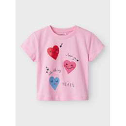 name it M&auml;dchen Kurzarmshirt "NMFDITTO NREG SS TOP BOX", pink, Gr. 116, bedruckt, Jersey, Obermaterial: 100% Baumwolle, Shirts