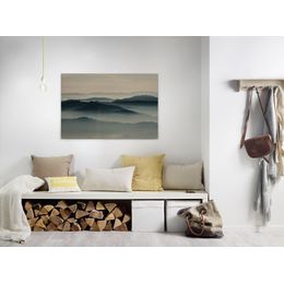 A.S. Cr&eacute;ation Leinwandbild A.S. CR&Eacute;ATION, B:90cm H:60cm, blau, Holz, Stahl, Wohnzimmer, Bilder, "horizon", Keilrahmen Landschaft Berge Gebirge Nebel Leinwand-Bild