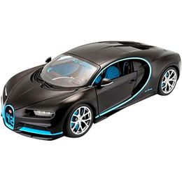 Bburago Kinder Sammlerauto "Bugatti Chiron - World Record 0-400-0 km in 42 Sek.", schwarz, Kunststoff, Metallspritzguss, B:12cm H:6,5cm L:26cm,