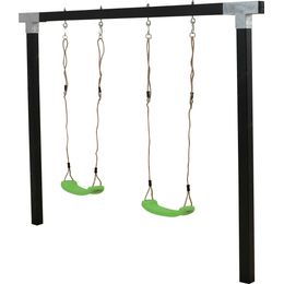 Plus Kinder Doppelschaukel "Cubic", schwarz, Kunststoff, Massivholz, Stahl, L:268cm T:9cm, Schaukeln, FSC - sch&uuml;tzt Wald
