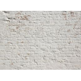 Livingwalls LIVING WALLS Fototapete "Designwalls Brick White", B/L: 3,5mm x 2,55mm, grau, Tapeten, Vlies, Wand, Schr&auml;ge, Decke