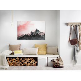 A.S. Cr&eacute;ation Leinwandbild A.S. CR&Eacute;ATION, B:90cm H:60cm, rot, Holz, Stahl, Wohnzimmer, Bilder, "Mountain Paint", Berg Bild Landschaft Keilrahmen Leinwand-Bild
