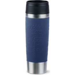 Emsa Thermobecher "Travel Mug Classic, mit 360-Trinköffnung, auslaufsicher, rutschfest", Ø 8cm x 24,2cm, 500ml, blau, Trinkgefäße, 4h heiß, 8h kalt -