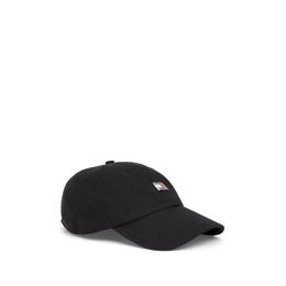 Tommy Jeans Damen Baseball Cap "HERITAGE PLAQUE BRUSHED CAP", schwarz, unifarben, Web, Baumwolle, Caps, Regular fit