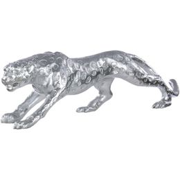 Tierfigur, B:80cm H:20cm T:22cm, silber, CASABLANCA BY GILDE, Kunstharz, Dekofiguren, "Figur Gepard silberfarben H. 20 cm"