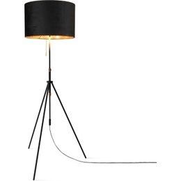 Paco Home Stehlampe "Naomi uni Color", H: 176,5cm, schwarz, Wohnzimmer, Leuchten, Wohnzimmer H&ouml;henverstellbar 121,5 bis 176,5 cm Zugschalter Velour