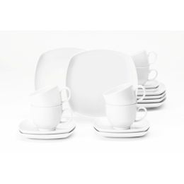 Seltmann Weiden Kaffeeservice "Geschirr-Set, Service Lido", 18 Stk., weiß, Geschirr-Sets, Tassen, Untertassen, Teller, 18 Teile, für 6 Personen, Made