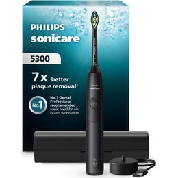 Elektrische Zahnbürste "Series 5300", schwarz, PHILIPS SONICARE, B:17,1cm H:23,2cm T:6cm, Elektrozahnbürsten, mit Andruckkontrolle, 2