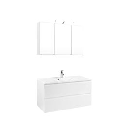 Badm&ouml;bel-Set Welltime, wei&szlig;, Kastenm&ouml;bel-Sets, "Cardiff", griffloses Design, Breite 100 cm