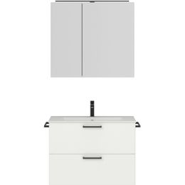 Badm&ouml;bel-Set Nobilia, B:81cm H:169cm T:48,7cm, wei&szlig;, Kastenm&ouml;bel-Sets, "Tolvina", inkl. Spiegelschrank mit Beleuchtung und Dimmerfunktion, in 4