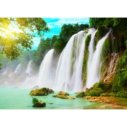 papermoon Fototapete "Ban Gioc Vietnam Waterfall", B/L: 2,5m x 1,86m, Bahnen: 5 Stk., bunt, Tapeten