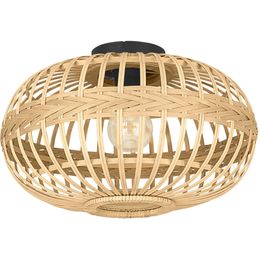 Eglo Deckenleuchte "AMSFIELD Deckenlampe, Stahl und Holz, E27, Wohnzimmerlampe, Flurlampe", Ø 45cm H: 28,5cm, 1 Stk., schwarz, Wohnzimmer, Leuchten,