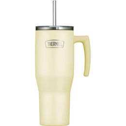 Thermos Thermobecher "REFRESHING SERIES ISOLIERTRINKBECHER mit Strohhalm", Ø 14cm x 35cm, 1.100ml, 1 Stk.vanilla mat, Trinkgefäße, 1,10l, 6h heiß &