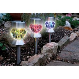 Gartenleuchte THINK@PETS, H:36cm L:7cm &Oslash;:7cm, grau, Leuchten, "MANDALE", Set, 3 St&uuml;ck
