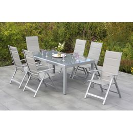 Garten-Essgruppe Merxx, braun, Aluminium, Polyester, Sitzmöbel-Sets, "Taviano"