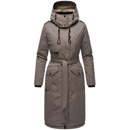 Wintermantel Navahoo "Hokulanii", Damen, Gr. XL (42), grau (dunkelgrau), Obermaterial: 100% Polyester; Futter: 100% Polyester; Wattierung: 100% Polyester; &Auml;rmelfutter: 100% Polyester, figurumspielend knielang, mit Kn&ouml;pfen,verstellbar Rippb&uuml;ndchen mit Druckkn&ouml;pfen,verstellbar, M&auml;ntel Wintermantel, Langer Winter Damenmantel mit Tailleng&uuml;rtel