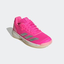 Tennisschuh adidas Performance "COURTFLASH KIDS", M&auml;dchen, Gr. 38, lucid pink, silber metallic, bliss pink, Synthetik, Textil, Schuhe, geeignet f&uuml;r Hartplatz und Sandplatz