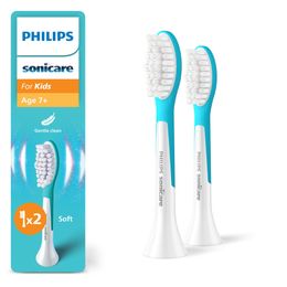 Kinder Aufsteckbürsten "For Kids", 2 Stk., transparent, PHILIPS SONICARE, Zahnbürstenköpfe, für Milchzähne geeignet, ab 7 Jahren, für jedes Sonicare