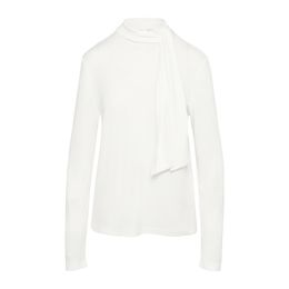 s.Oliver Damen Langarmshirt, wei&szlig;, Gr. 46, unifarben, Obermaterial: 64% Modal, 36% Polyester, Shirts, mit dekorativer Schleife