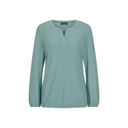 GOLDNER Damen Langarmshirt "Kurzgr&ouml;&szlig;e Elegante Rundhals-Bluse mit Zierblende", gr&uuml;n, Gr. 25, Obermaterial: 80% Polyester PES. 15% Viskose CV. 5%