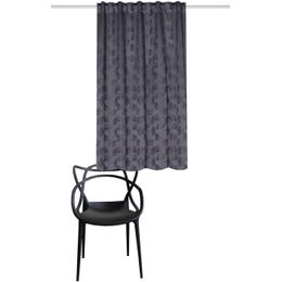 Vorhang Home Wohnideen, B:135cm H:145cm, grau, Polyester, K&uuml;che, Gardinen, "GINGKO", Verdunkler, jacquardgemustertes Gingko-Blatt-Motiv, 100%